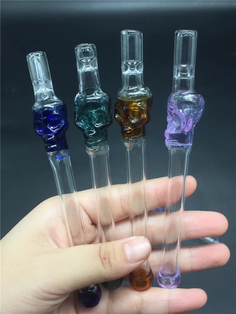 Colorful Pyrex Skull pipe company with Curved Glass for Smoking Tobacco ...