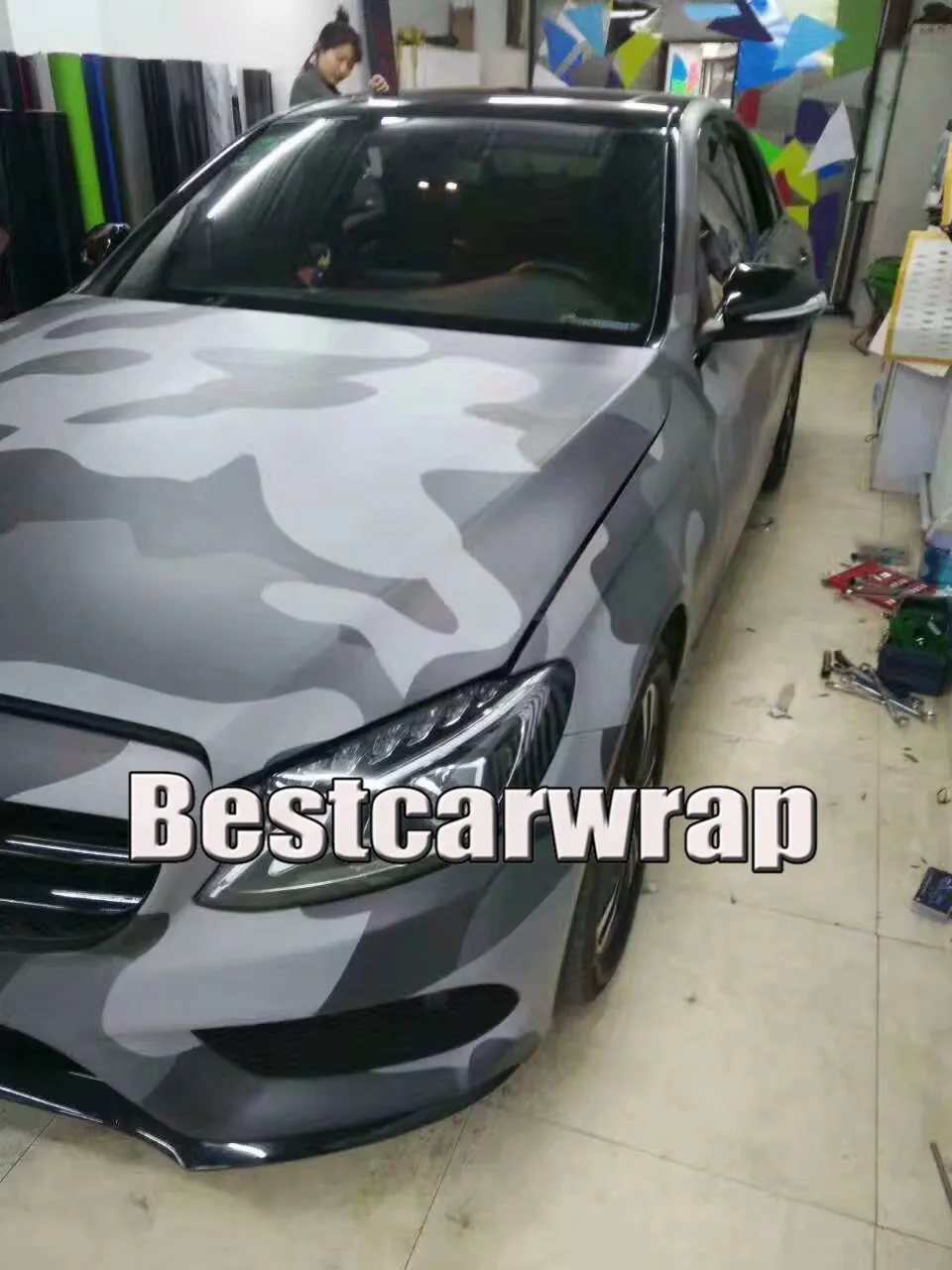 Full Car Wrap Black Grey Camo Vinyl Aufkleber Luftfreie Tarnfolie Autoabdeckung 1 52 m x 30 m