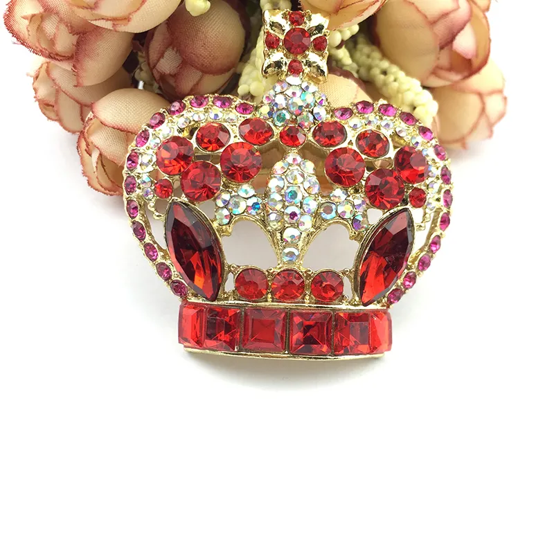 Rhinestone Brooch, Red Tiara Hair Comb Pin: Crystal Embellished Queen ...