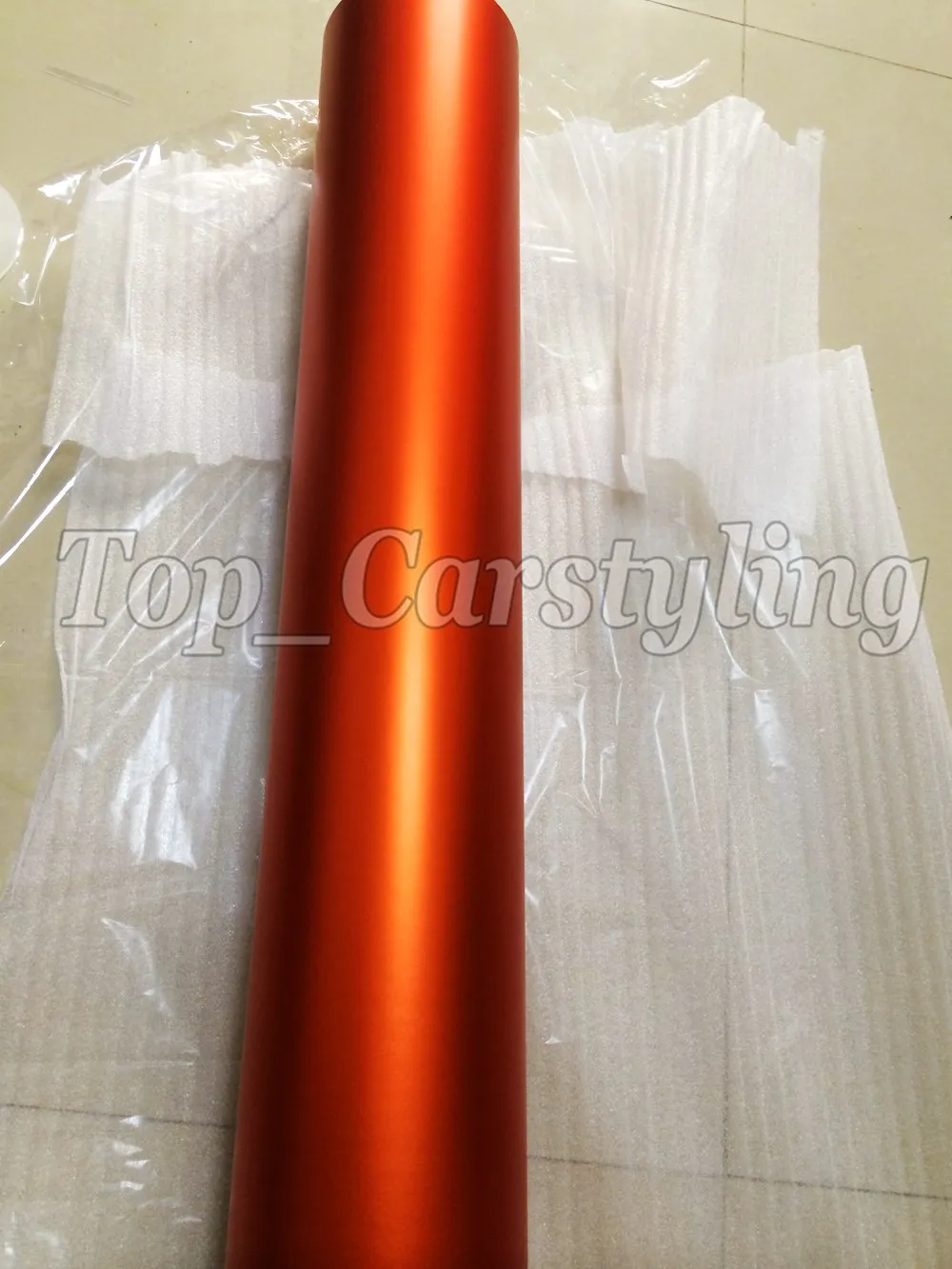 Orange Metallic Matte Chrome Vinyl Wrap With Air Bubble Free Full Car ...