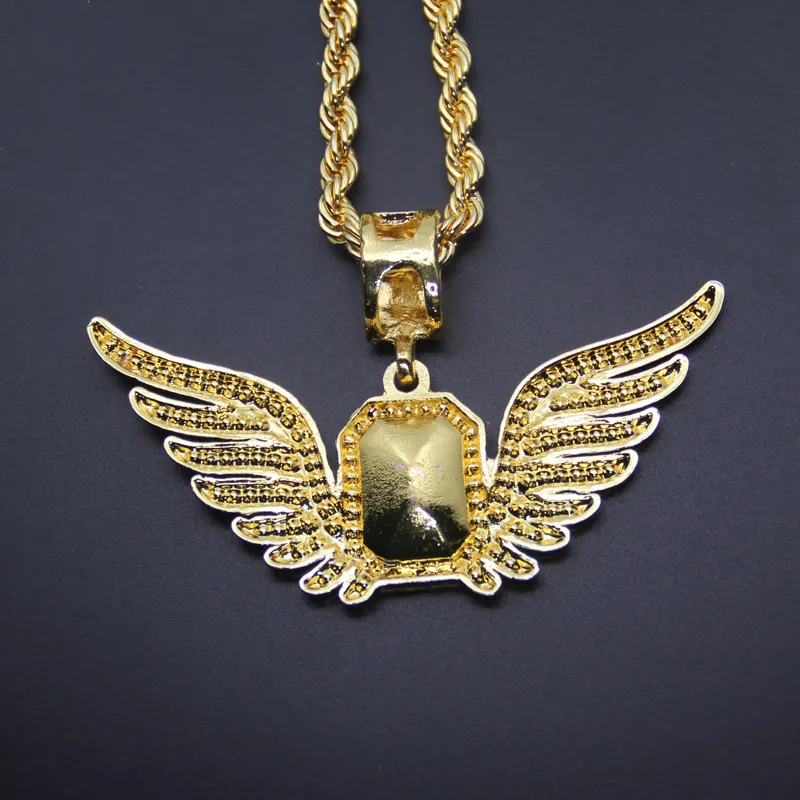 Hip Hop Angel Wings With Big Red Ruby Pendant Necklace For Men Women ...