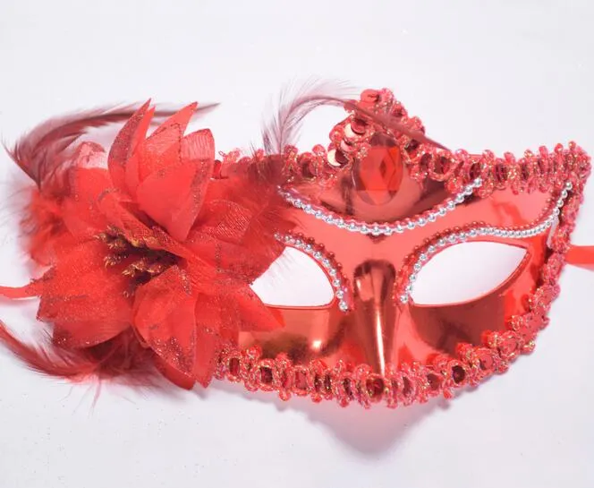 Venetian Flower Feathers Ruffled Eye Mask For Halloween, Christmas ...