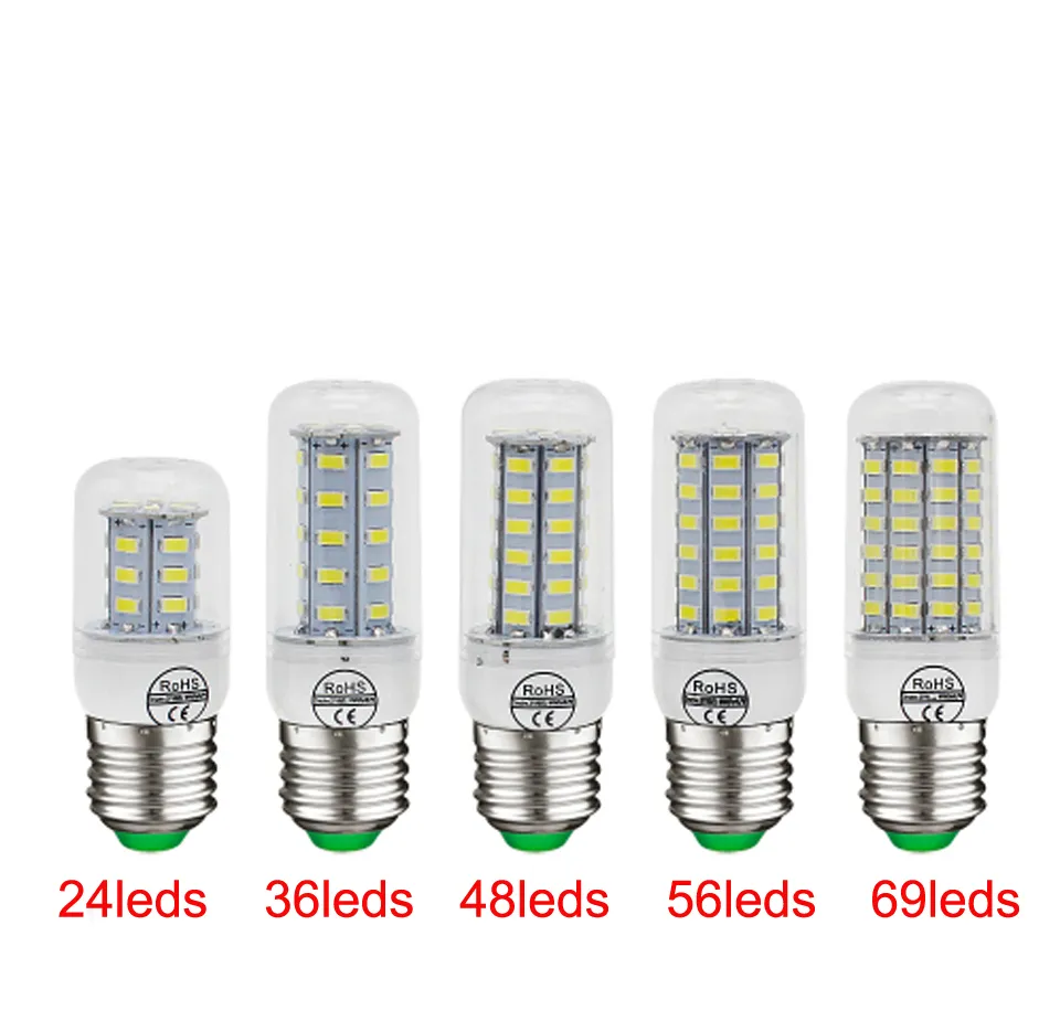 DHgate.com:Warm White E27 LED Corn Light Bulbs for Chandelier (24-69 SMD) - E26 GU10 E14 B22 G9 ...