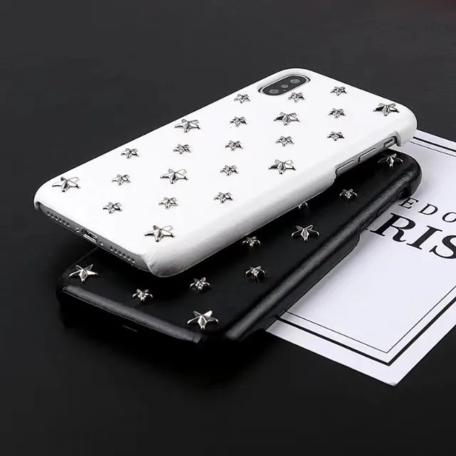 PU Luxury Leather Back Cover Metal Star Cell Phone Case Fashion Desion ...