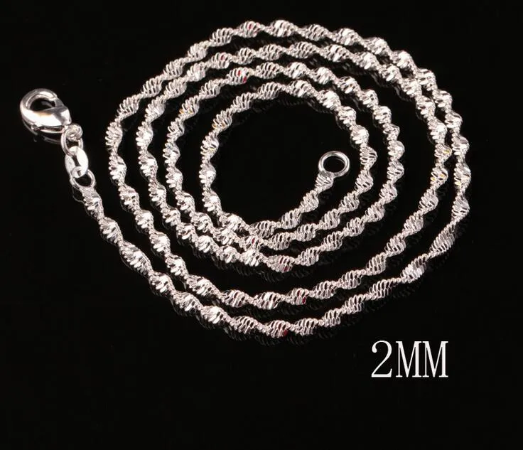 Elegant Silver Plated Water Wave Chain Necklace For Pendant Wholesale ...