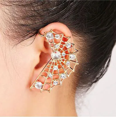 DHgate.com:Womens Clip On Earrings Spider Web Ear Cuff - Rhinestone ...