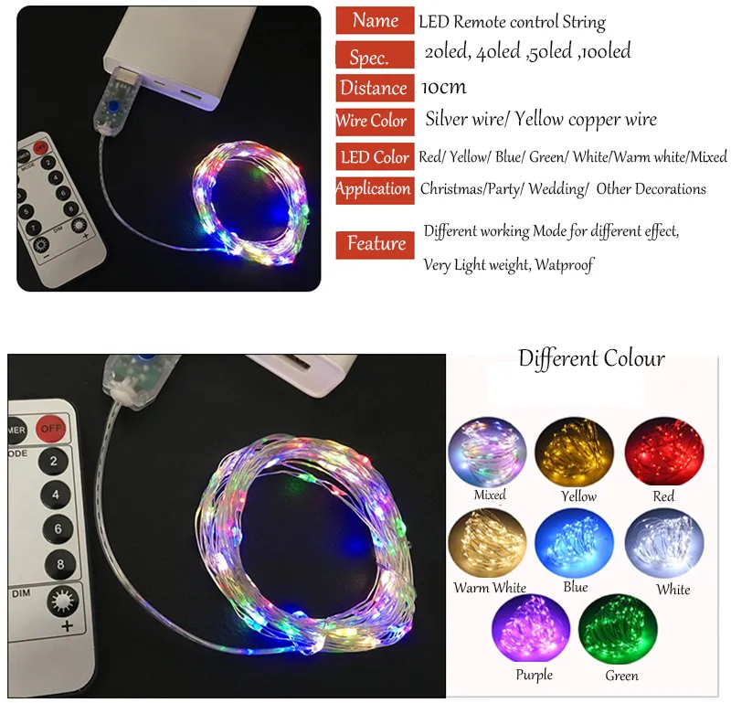 Remote Controlled Usb Powered String Lights Lights 10M/33ft, 100 LEDs ...