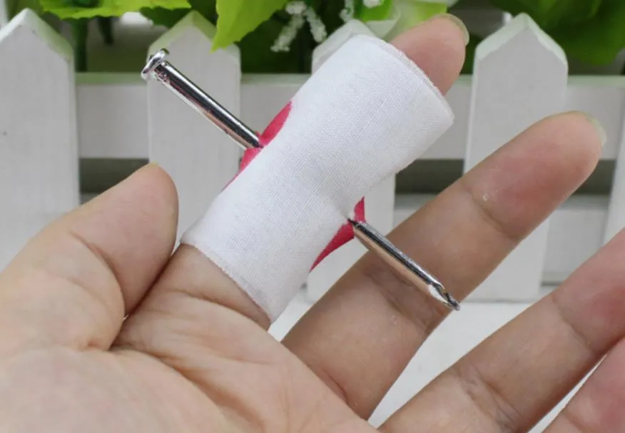 Pranks With Fake Blood Bloody Nail Thru Finger Bandage Joke Gag Gift ...