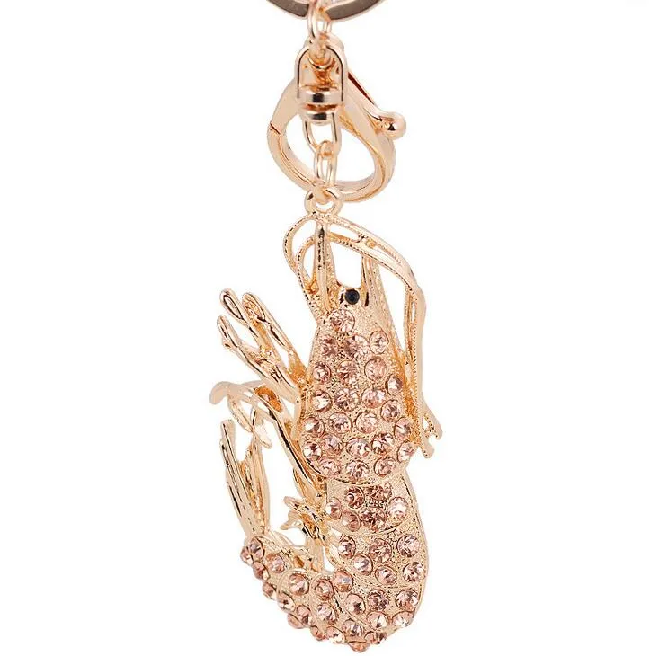 Rhinestone Shrimp Keychain: 2024 Cute Metal Crayfish Bag Charm Keyring ...
