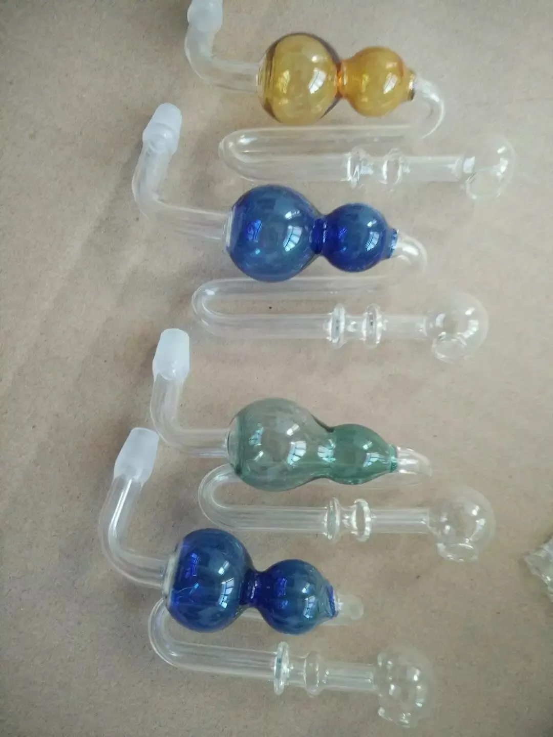 Wholesale Curved Gourd Burner Bong Accessories Glass Water Pipes With ...