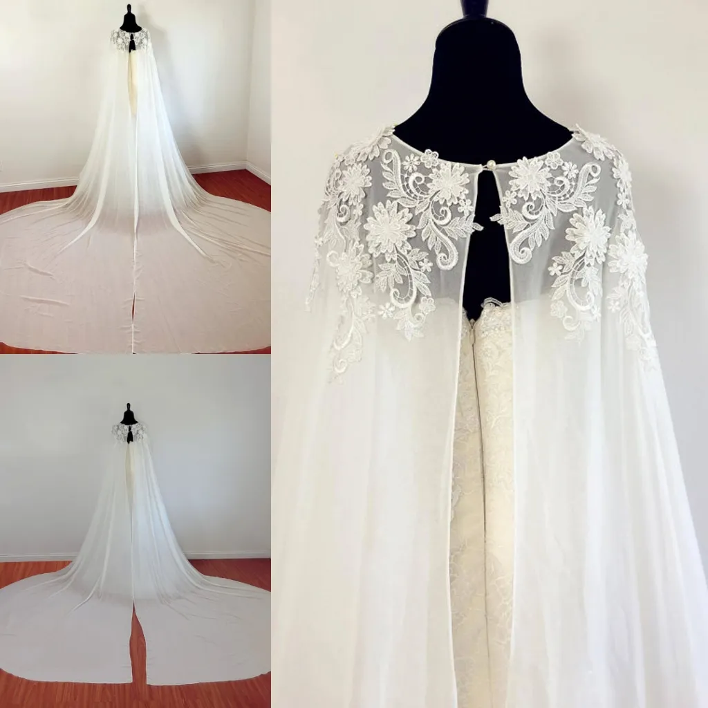New Design Fashion Bridal Cloak Long Plus Size Lace Appliques Wedding ...