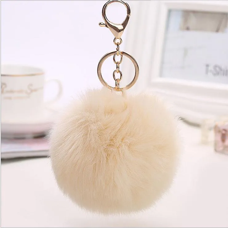 Lovely 8CM Rabbit Fur Ball Plush Key Chain Round Ball Fluffy Toy ...