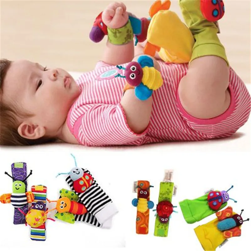 Baby Wrist Rattle & Foot Finder Socks Set - Cartoon Animal Toys, Soft ...