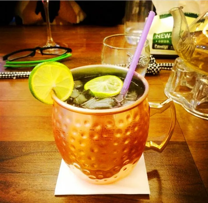 16 Oz Tazas De Cobre Moscow Mule Tazas De Cobre Plateado Taza Acero ...