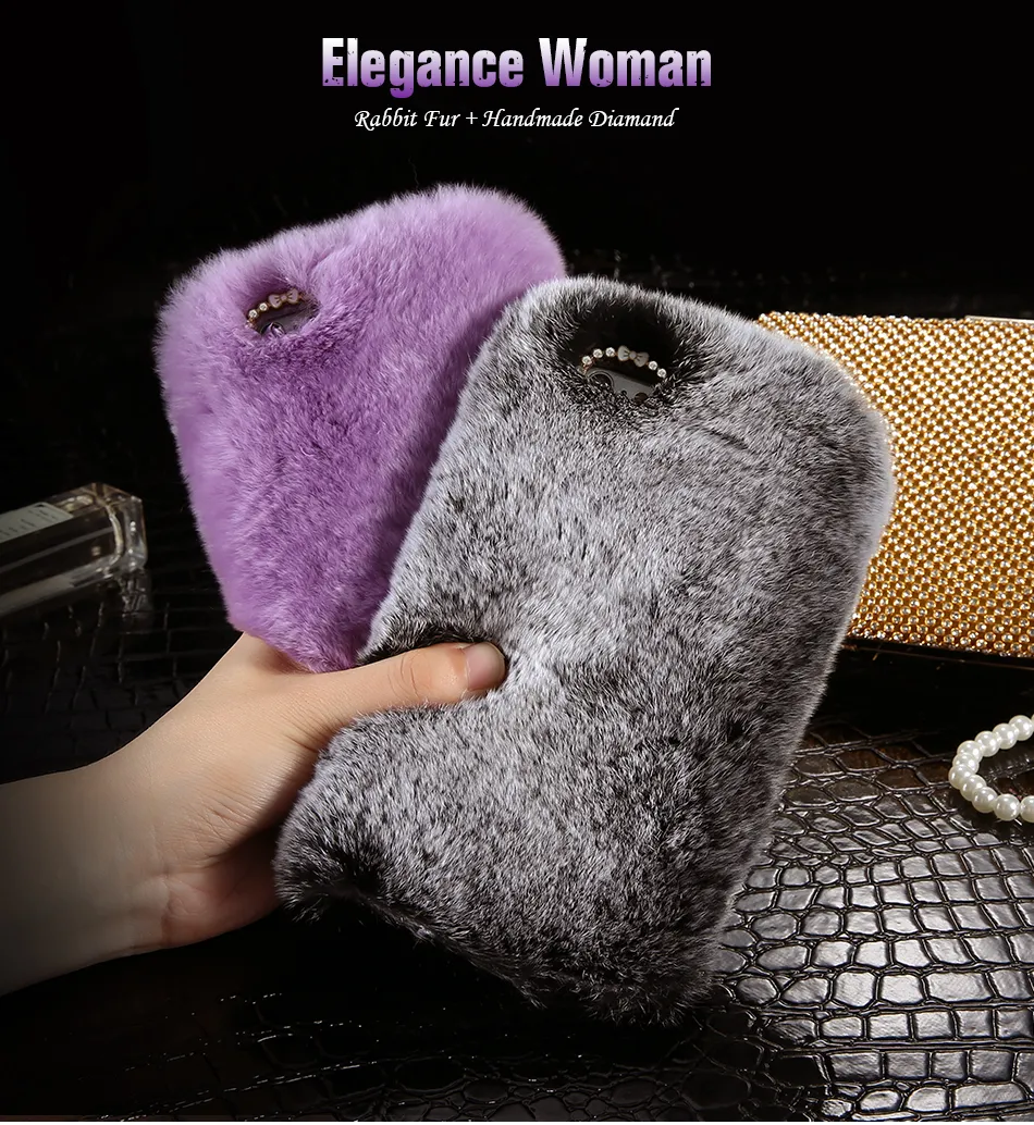 Luxury Phone Cases: Plush Fur & Sparkling Gemstone Cover for Enhanced ...