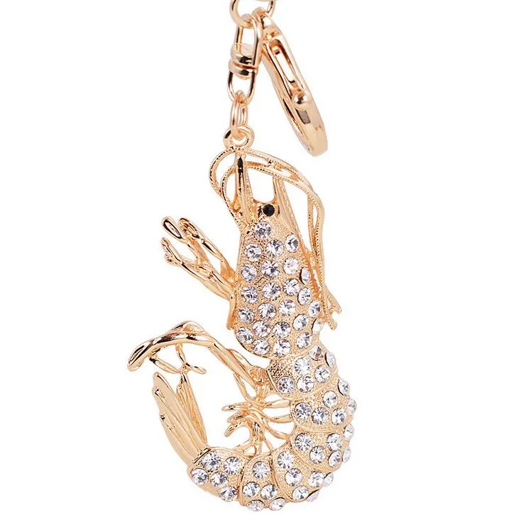 Rhinestone Shrimp Keychain: 2024 Cute Metal Crayfish Bag Charm Keyring ...
