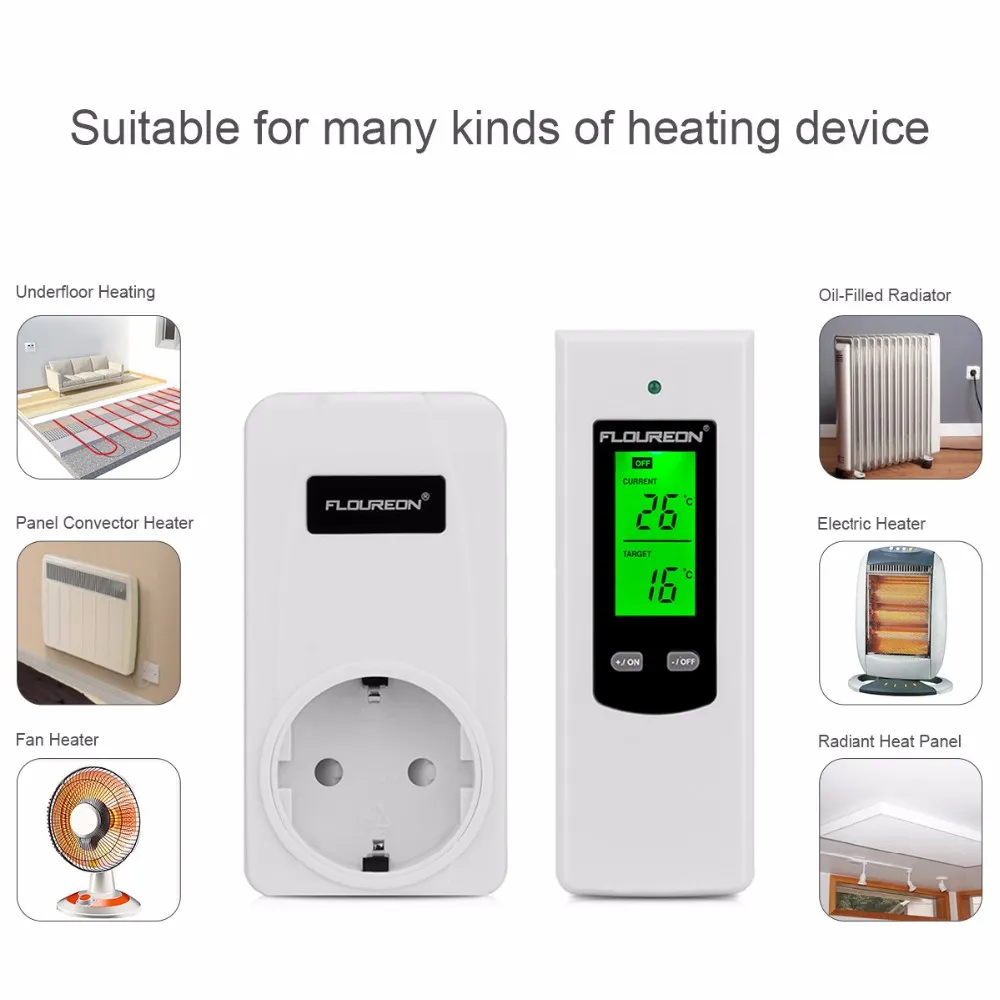Wholesale Floureon Wireless Heating Thermostat RF Plug In ...