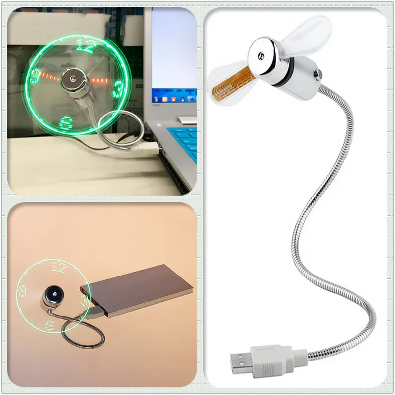 USB Desk Fan With LED Clock Flexible Gooseneck Mini Fan For Laptop, PC ...