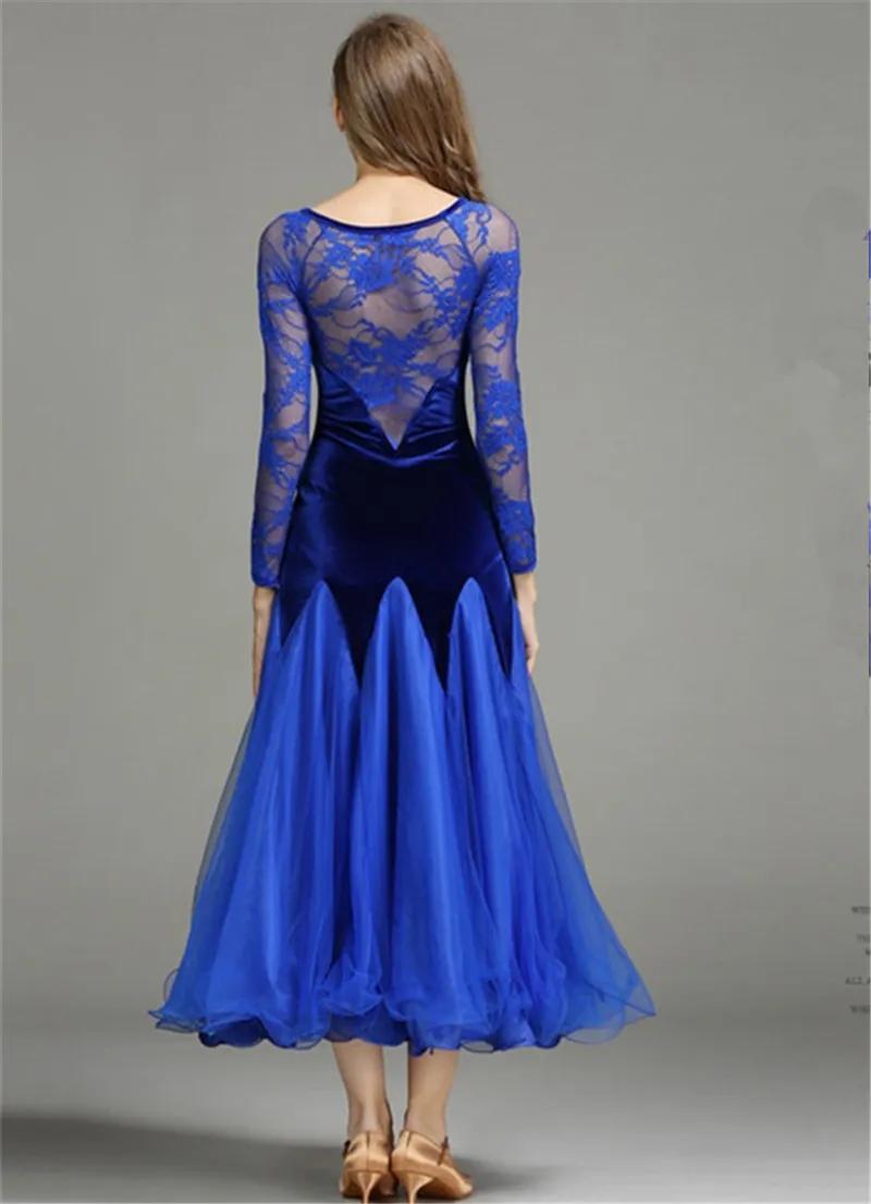 NEW Modern Women Dress Lace Stitching Velvet Waltz Quickstep Tango ...
