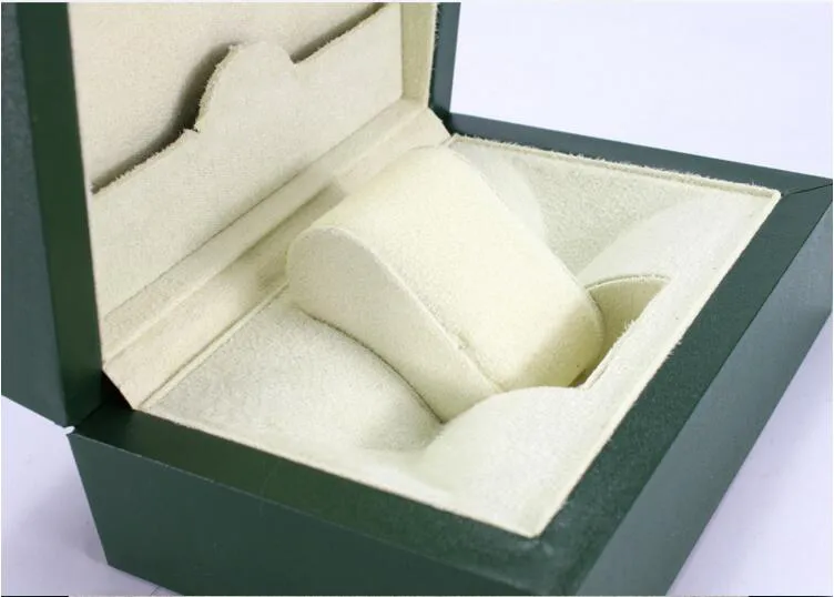 Premium Green Wooden Green Watch Box With Crown Logo, Brochures, And ...