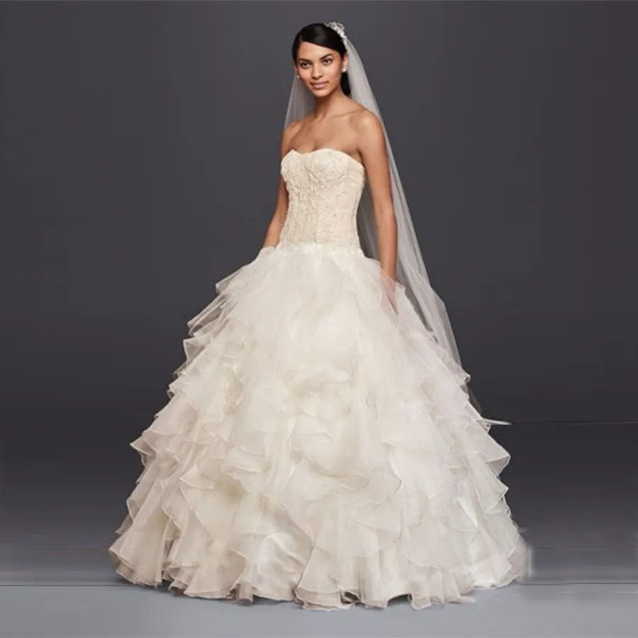 DHgate.com:Organza Zipper Back Appliques Bodice Sweep Train Custom ...