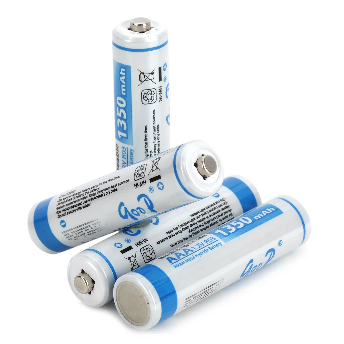 High Capacity AAA Rechargeable Batteries - 1.2V 1350mAh NiMH 4-Pack ...