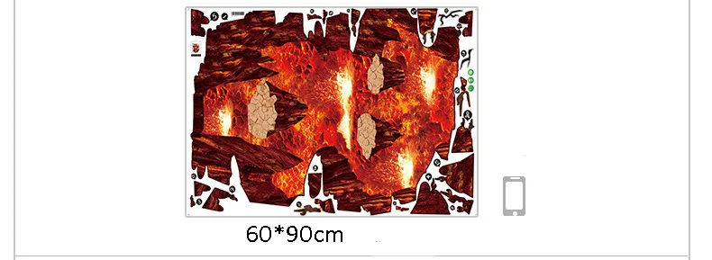 3D Volcanic Magma Crack Floor Stickers DIY Removable PVC Decal Wall ...
