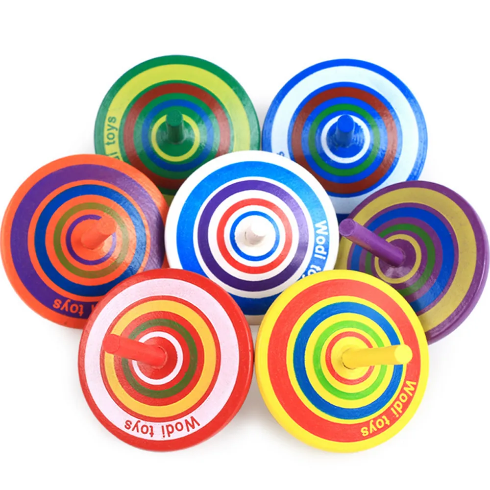 Classic Multicolor Mini Wooden Spinning Top Gyro Toy - Hand Spinner ...