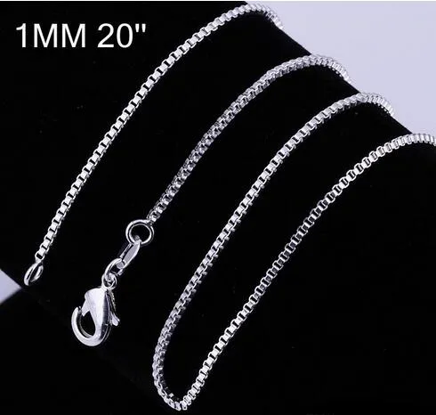 925 Sterling Silver Box Chain Necklaces Jewelry 1.2mm 925 Sterling ...