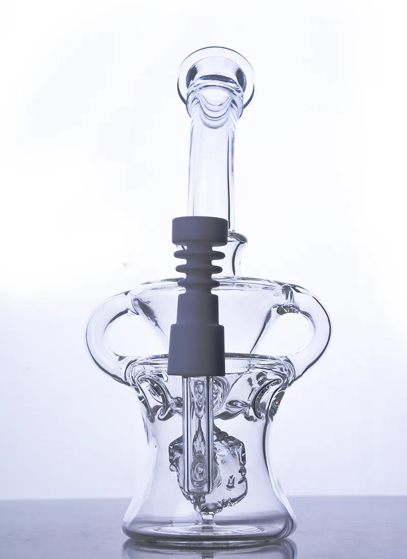 Wholesale Cyclone Helix Double Reusable Glass Bong With Ceramic Nail ...