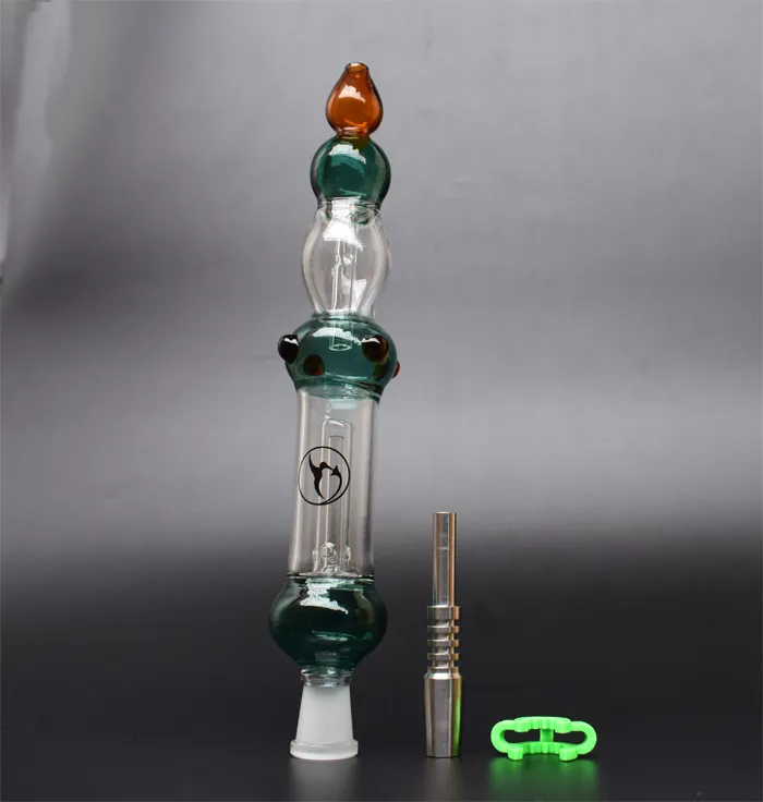 Bongs Pieces Set: Colored Glass Water Pipe With 14mm Titanium Tip Black ...