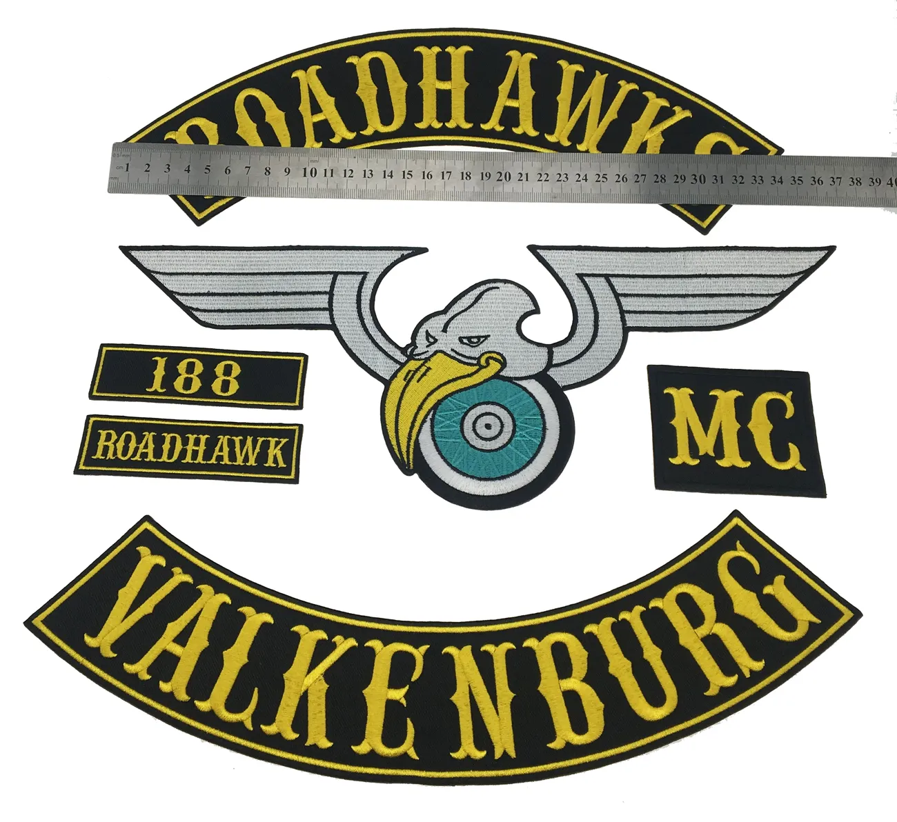 Kostenloser Versand ROADHAWKS 188 MC Eisen Auf Gestickte Patch Motorrad Biker Große Volle ...