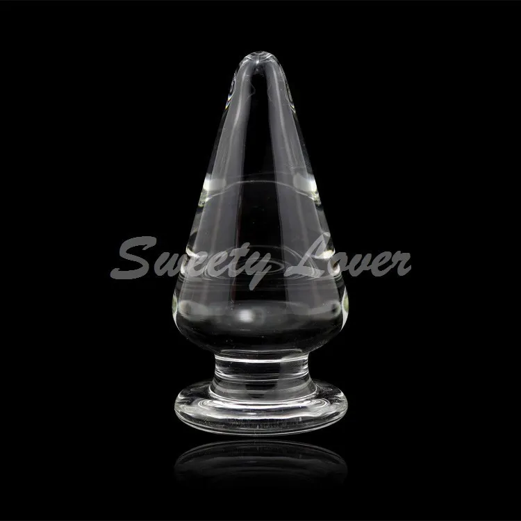Super Big 13x6cm Glass large silicone butt plug - Smooth Cone Crystal ...