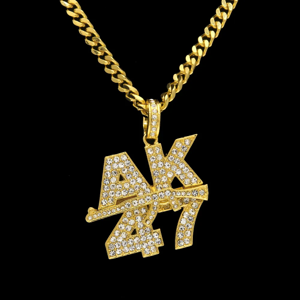 European Hip Hop Jewelry: Men's AK47 Submachine Gun A Initial Pendant ...