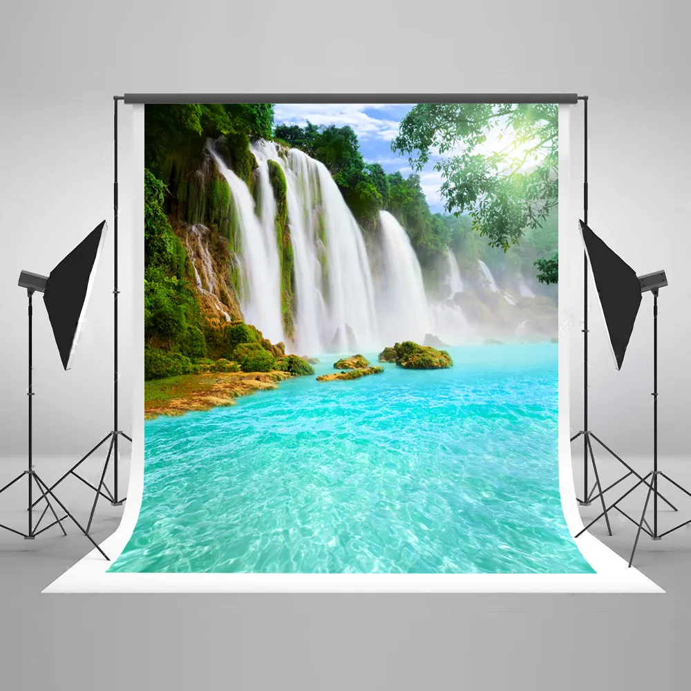 DHgate.com:Blue Waterfall Sea Studio Backdrop, Natural Grass ...