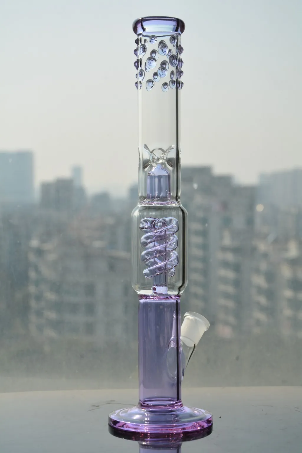 14 Inches 18mm Joint Purple Unique Helix Bong Water Glass Bongs Dab Rig ...