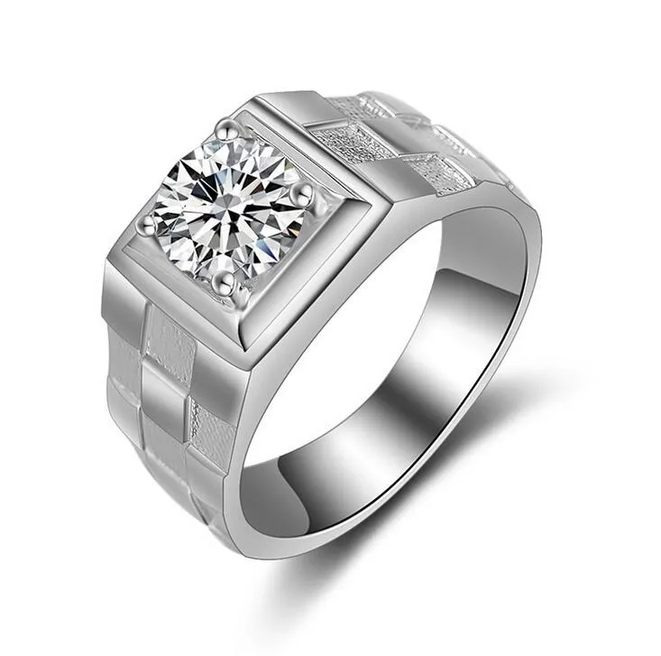 Size 7/8/9/10/11/12 Luxury Jewelry 925 Sterling Silver Solitaire CZ ...