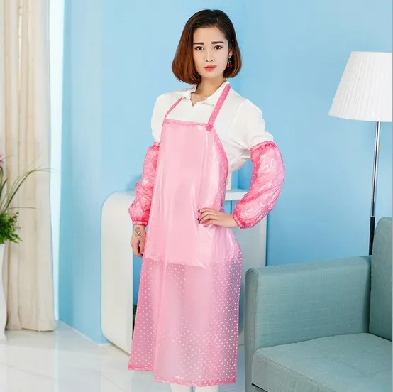 PVC Waterproof Apron Bib With Cuff Uniform Hairdresser Kit Salon Hair ...