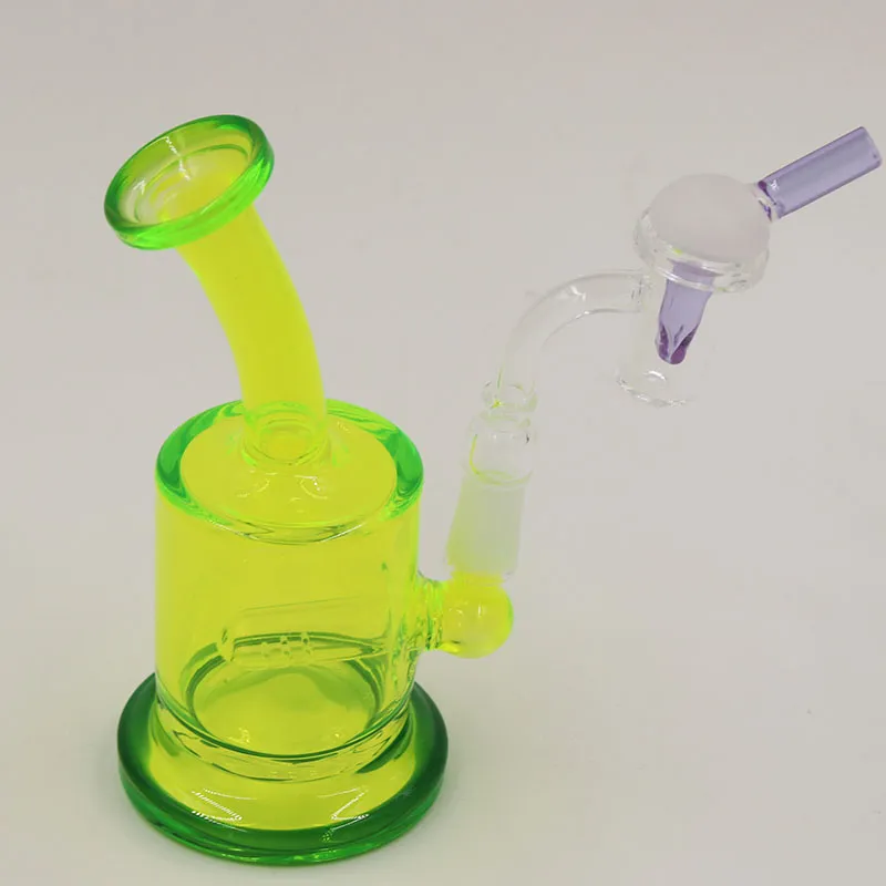 Mini Water Pipe rubber ring percolator Glass Bong Rig with Fluorescent ...