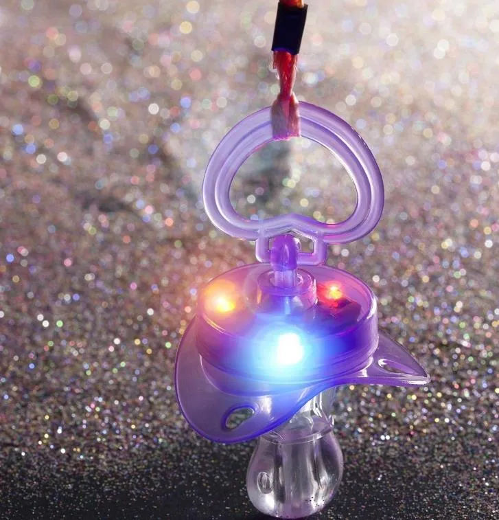Light Up Pacifier Nipple Whistle Necklace Colorful Flash Led Whistle ...