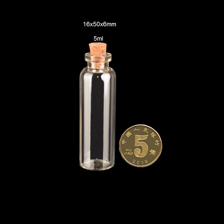 Small Glass Vials with Cork, 5ml Clear Bottle Pendants for Wedding ...