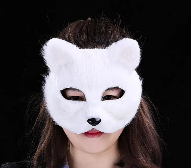 Halloween Fox Half Face Masculine Fox Mask For Men And Women Animal ...