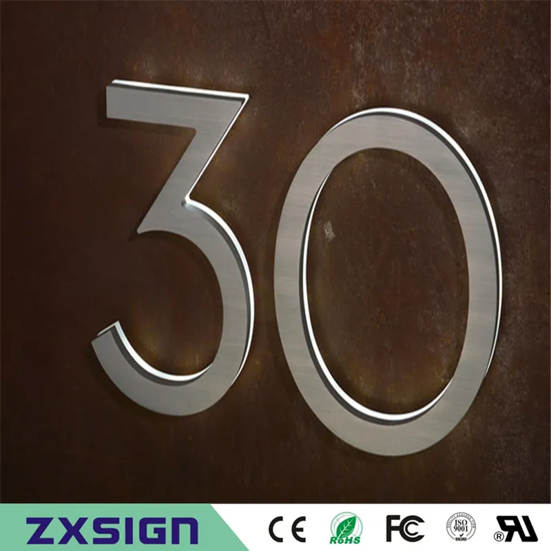 15cm High Outdoor 304# Stainless Steel Back Lit Led Sign Numbers For ...