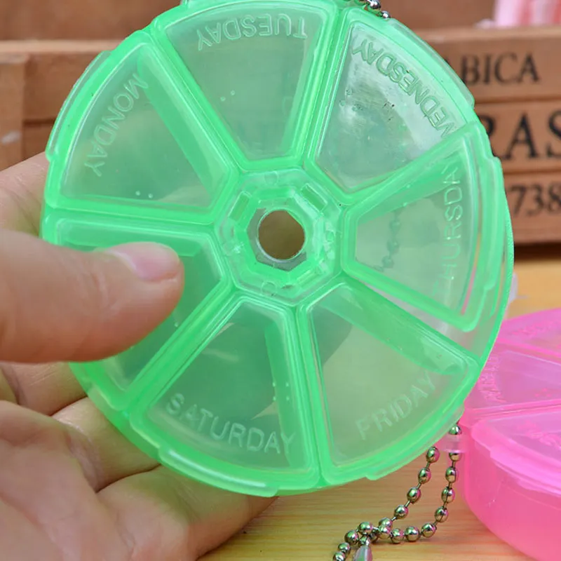 7 Day Weekly Round Plastic Pill Medicine Organizer Dispenser Travel ...