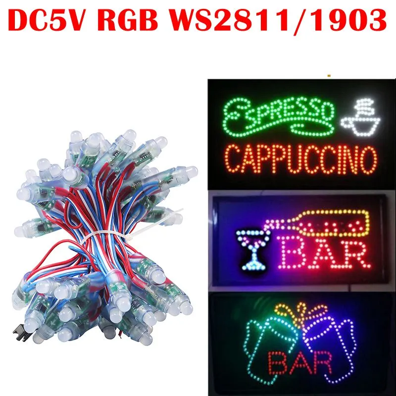 12mm IP65 Waterproof RGB WS2811 IC LED Pixel Module String Lights, DC ...
