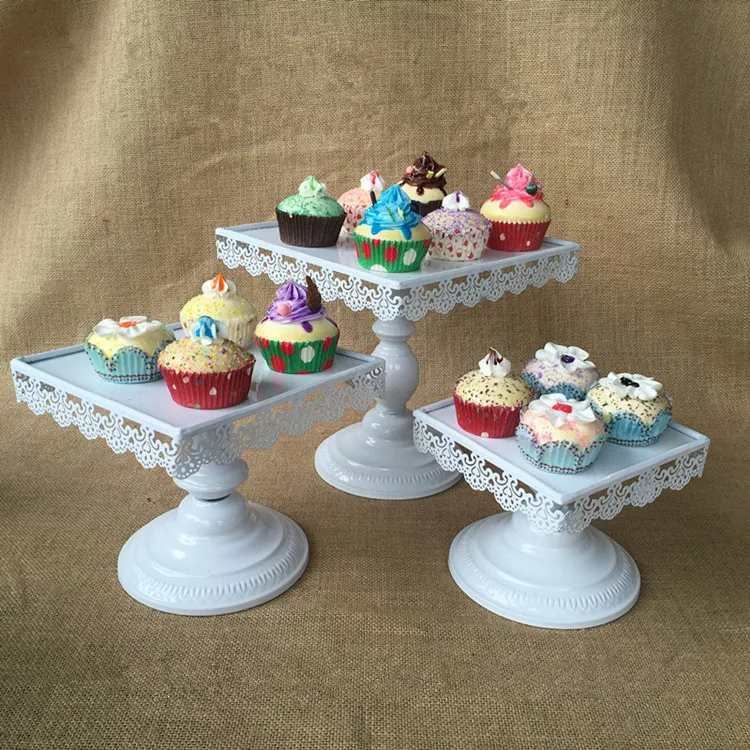 White Lace Tall Cake Stand - Elegant Square Frame, Premium Quality ...