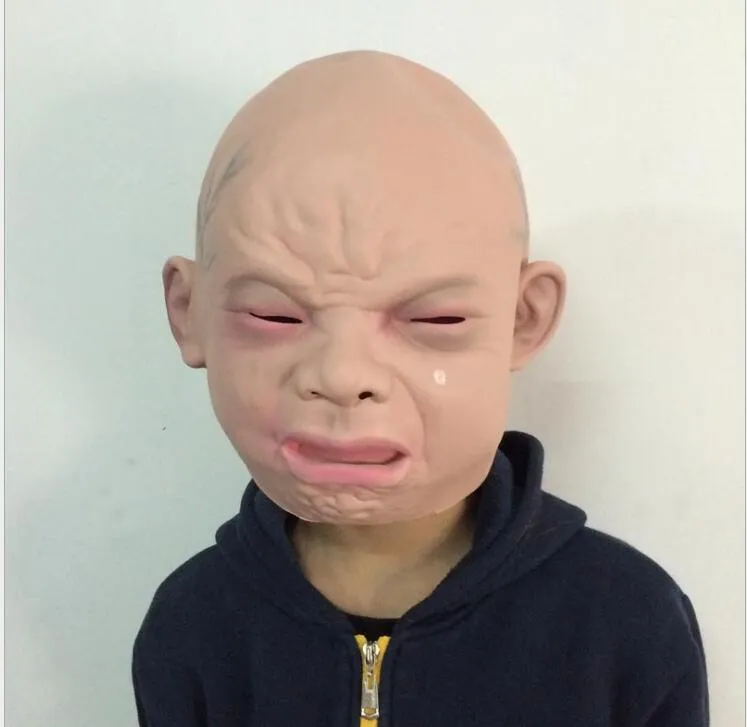 Christmas Latex Scary Cry Baby Full Head Mask Creepy Horror Face Mask ...