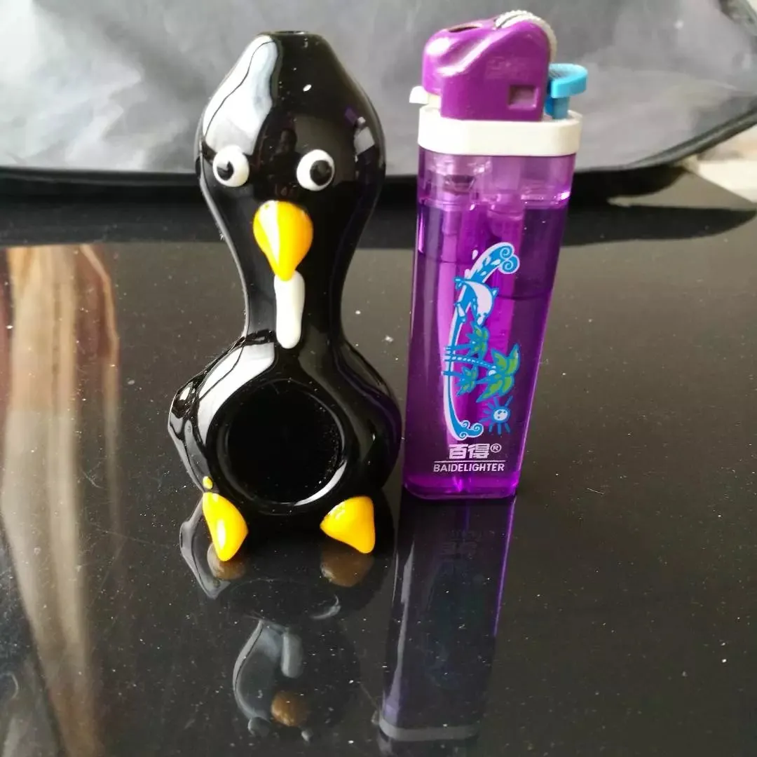 Penguin Pipe Glass Bongs Accessories , Glass Smoking Pipes Colorful ...