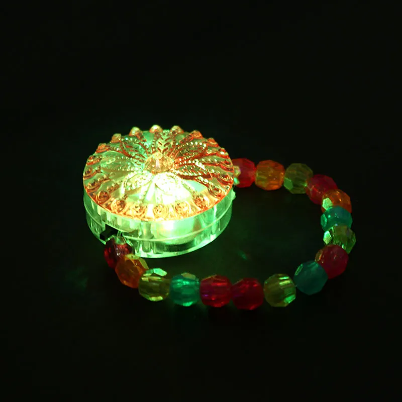 LED Bracelet Light Up Bangle Flashing Acrylic Bead Glowing Wristband ...