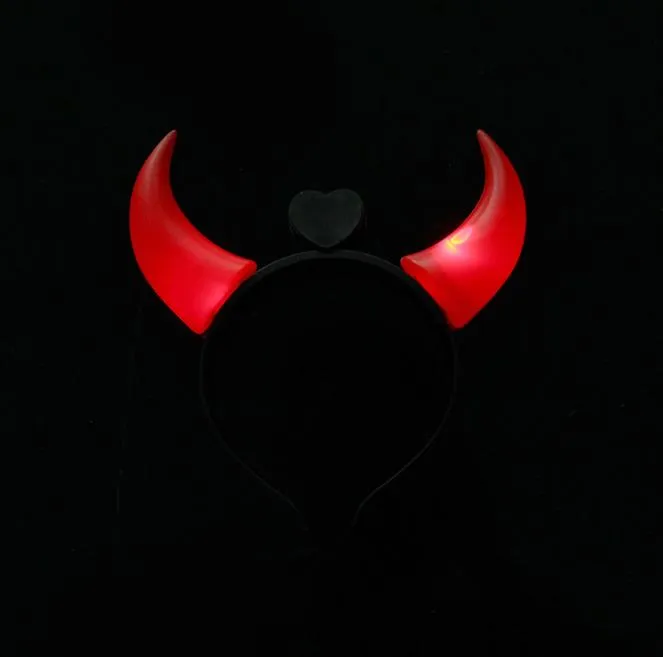 Led Flashing Horns Headband Glow Light Up Xmas Devil Hair Hoop Headband ...